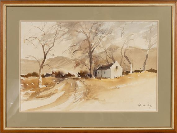 Gordon Legg | cottage and trees in background | MutualArt