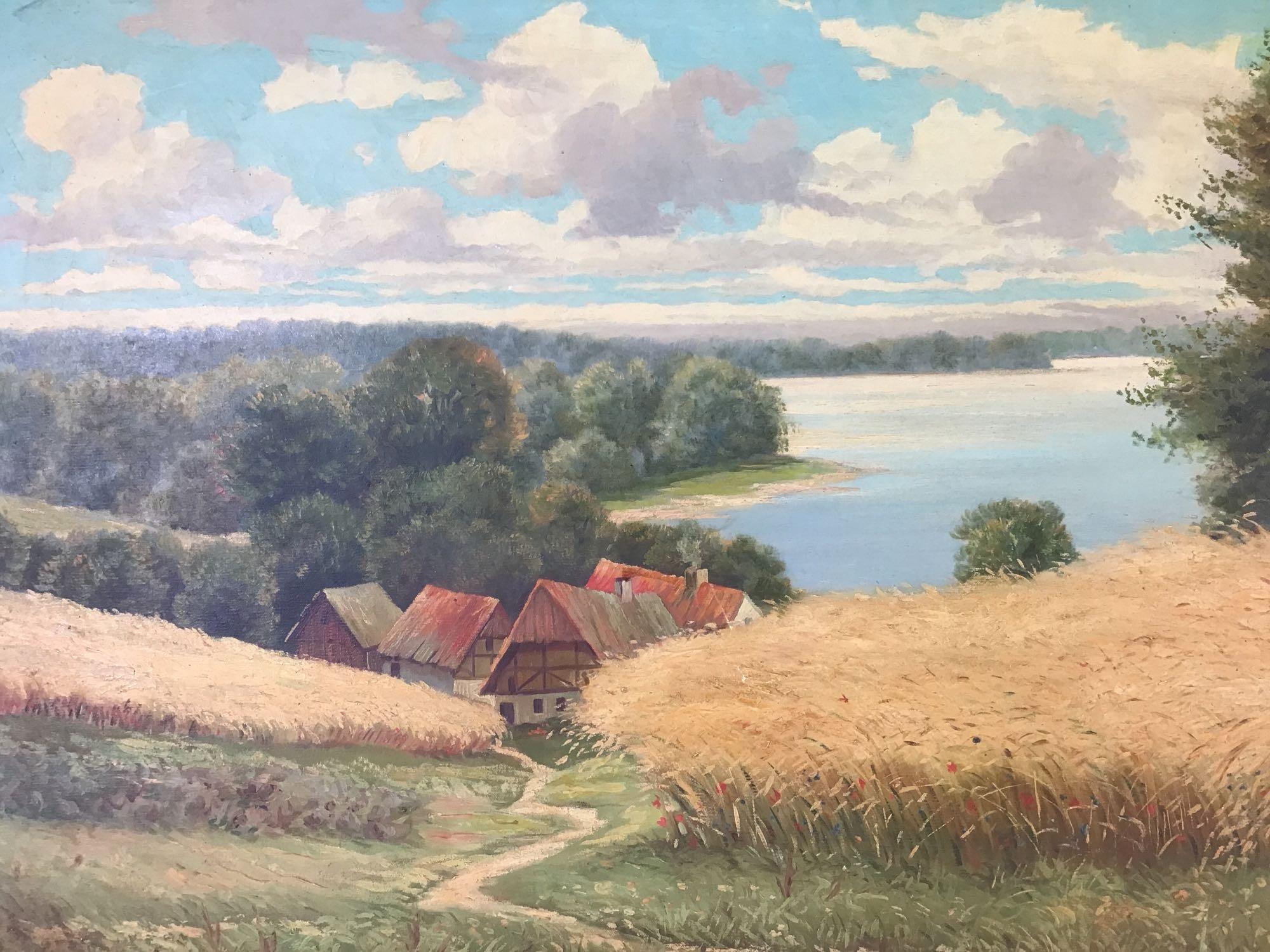 Hans N. Liebl | Pastural landscape overlooking a small village near the ...