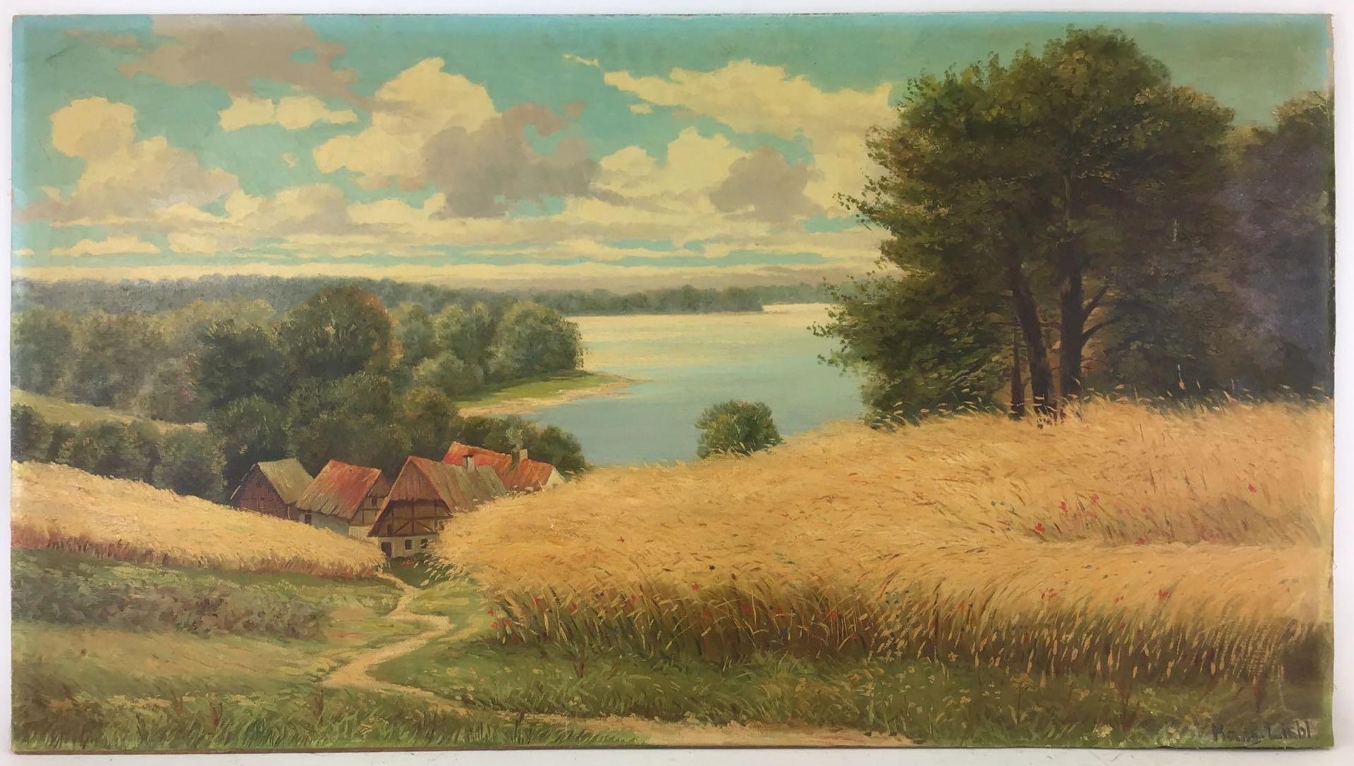 Hans N. Liebl | Pastural landscape overlooking a small village near the ...