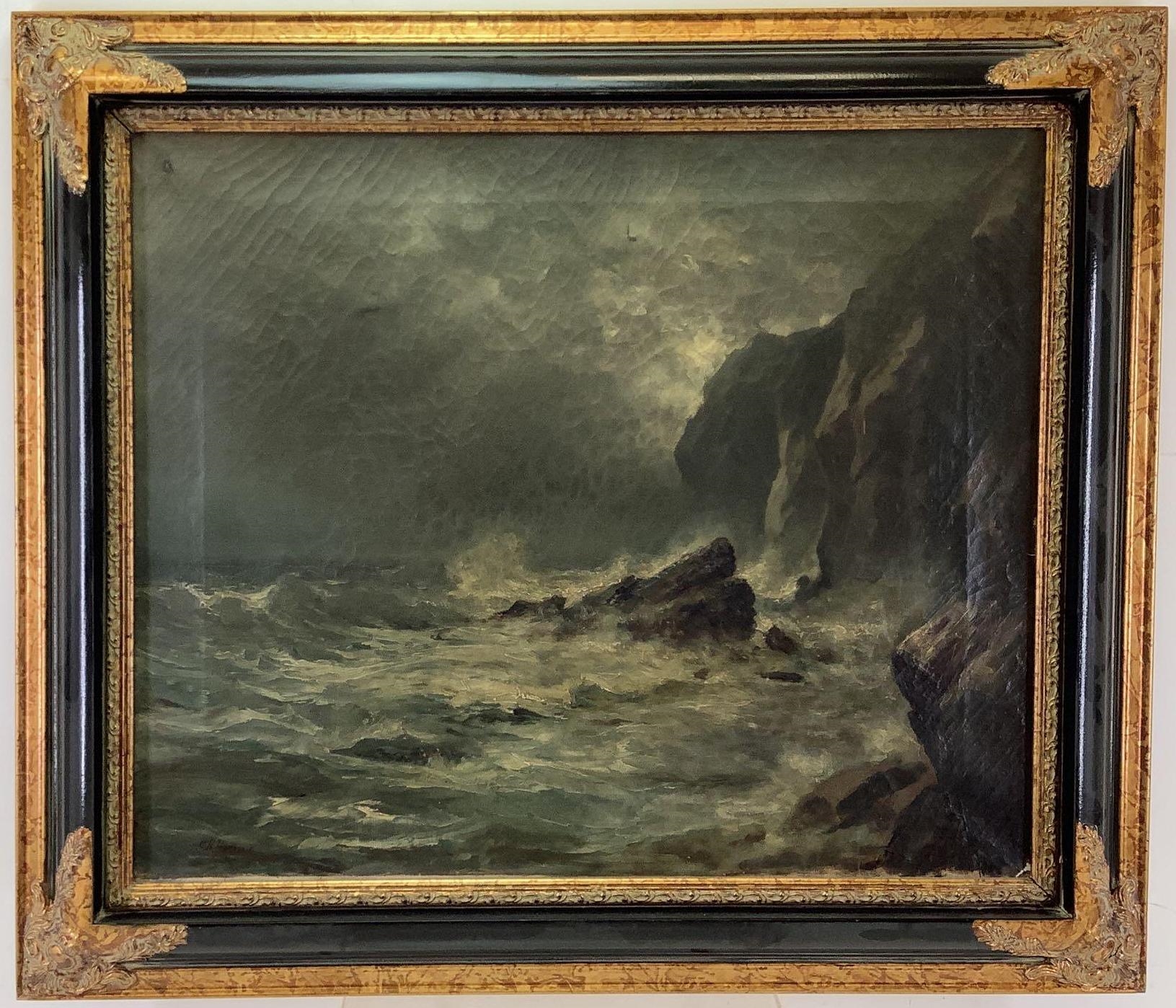 Charles Harmon | Coastal landscape with rocky shoreline and turbulent ...