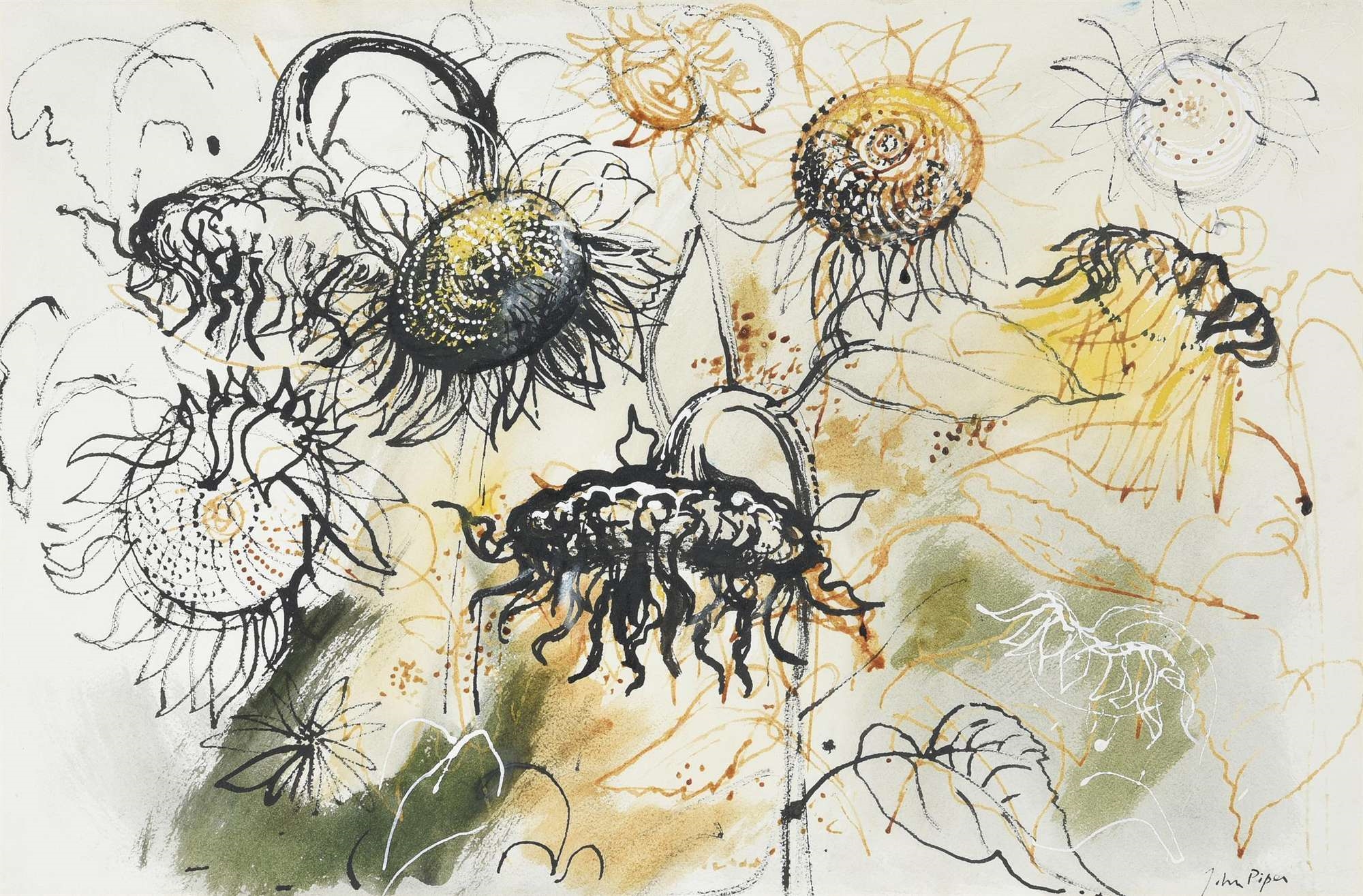 John Piper | SUNFLOWERS (1955) | MutualArt