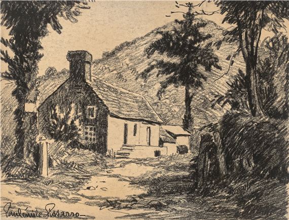 Paul Emile Pissarro | Three drawings: House in the countryside. Study ...