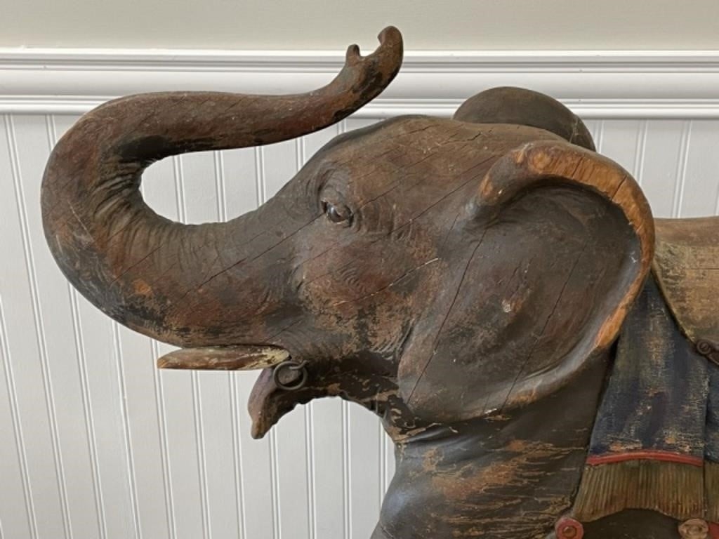 Charles Looff | Rare Wooden Carved Carousel Elephant (Circa 1900 ...