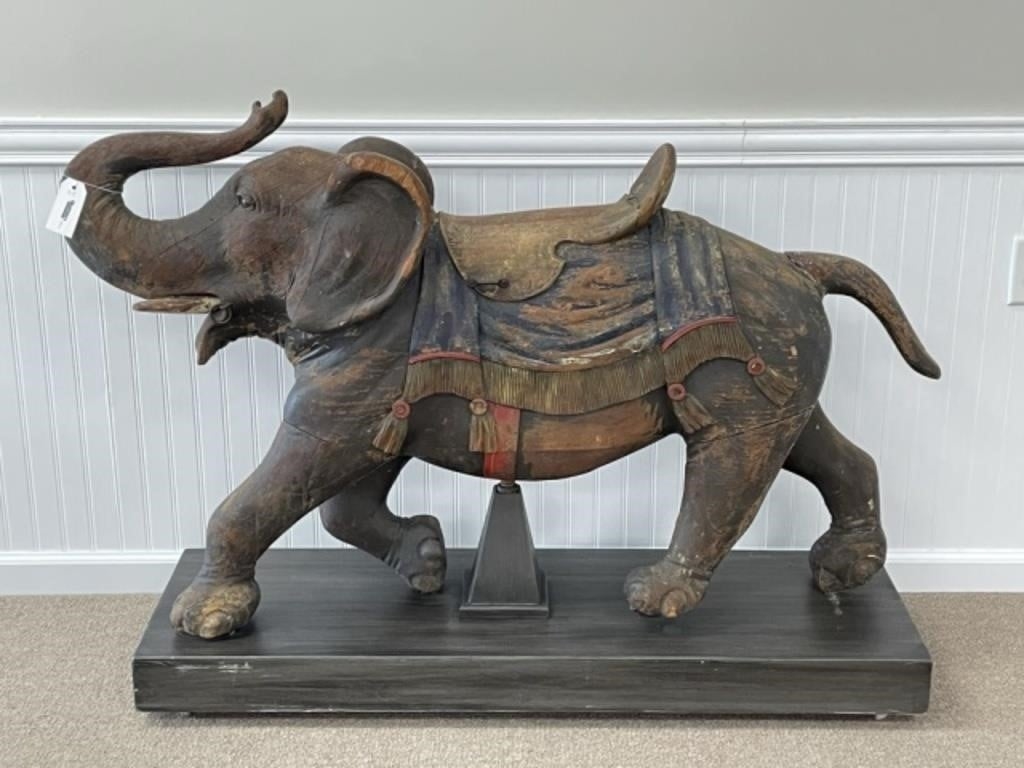 Charles Looff | Rare Wooden Carved Carousel Elephant (Circa 1900 ...