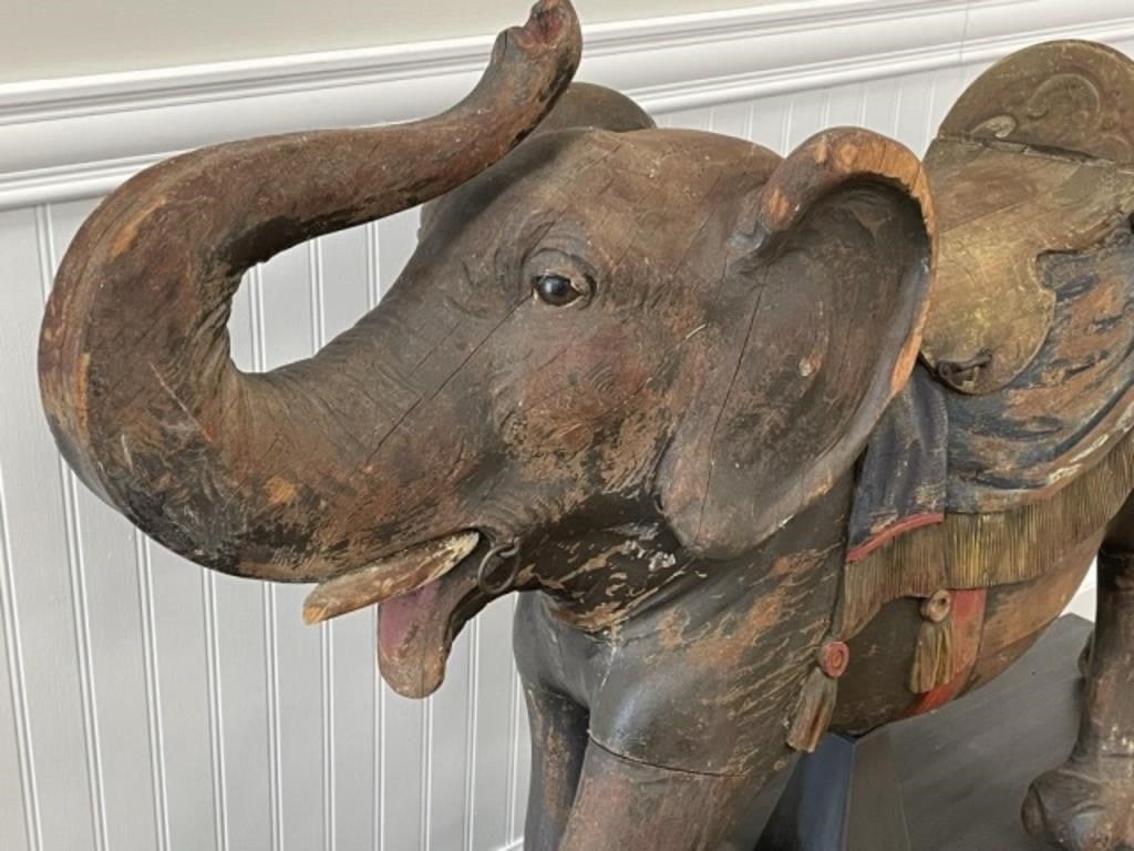 Charles Looff | Rare Wooden Carved Carousel Elephant (Circa 1900 ...