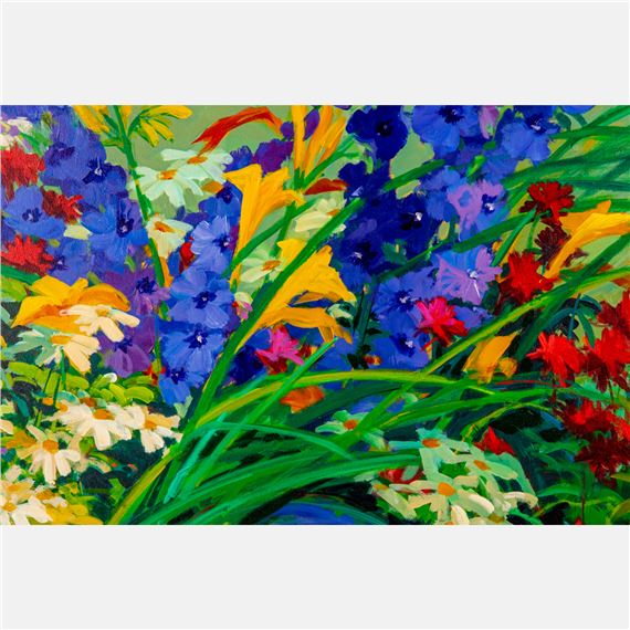 Mary Jane Schmidt | Garden Series 166-Delphinium and Daisies | MutualArt