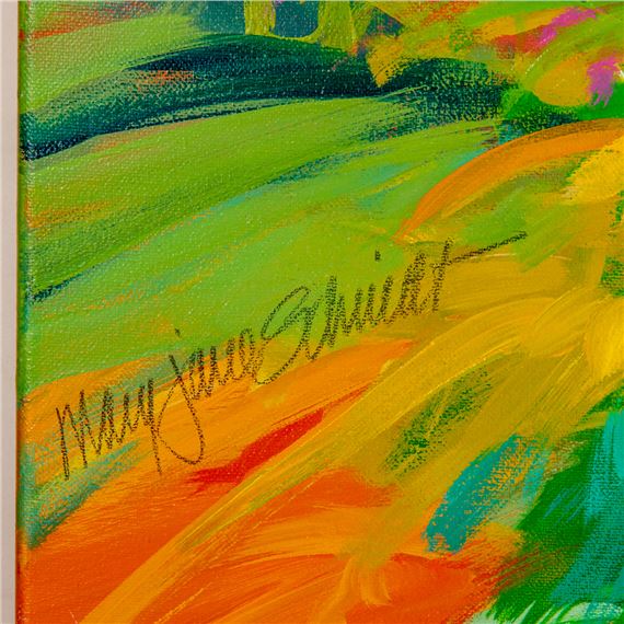 Mary Jane Schmidt | Garden Series 166-Delphinium and Daisies | MutualArt