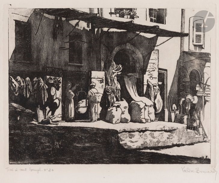 Valère Bernard | Valère Bernard (1860-1936) Marché à Marseille ; Rue de ...