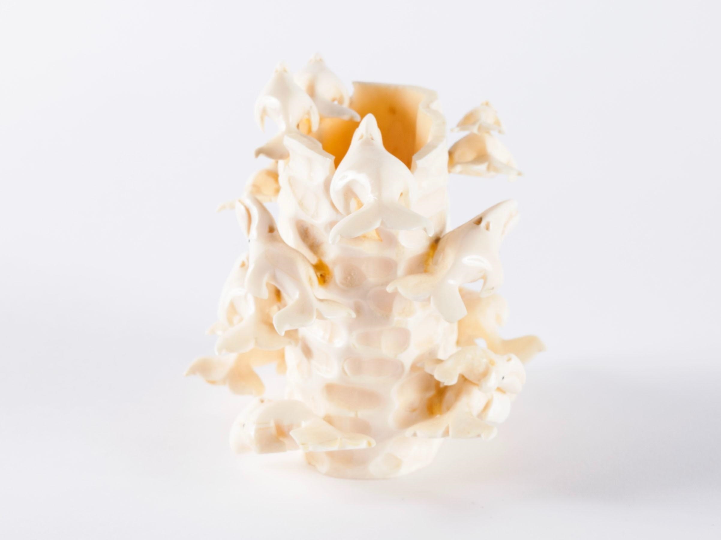 Teddy Pullock | Carved and figured short vase or brush pot adorned with ...