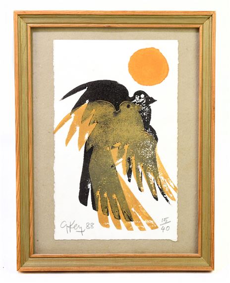 Geoffrey Key | birds under orange moon (1988) | MutualArt