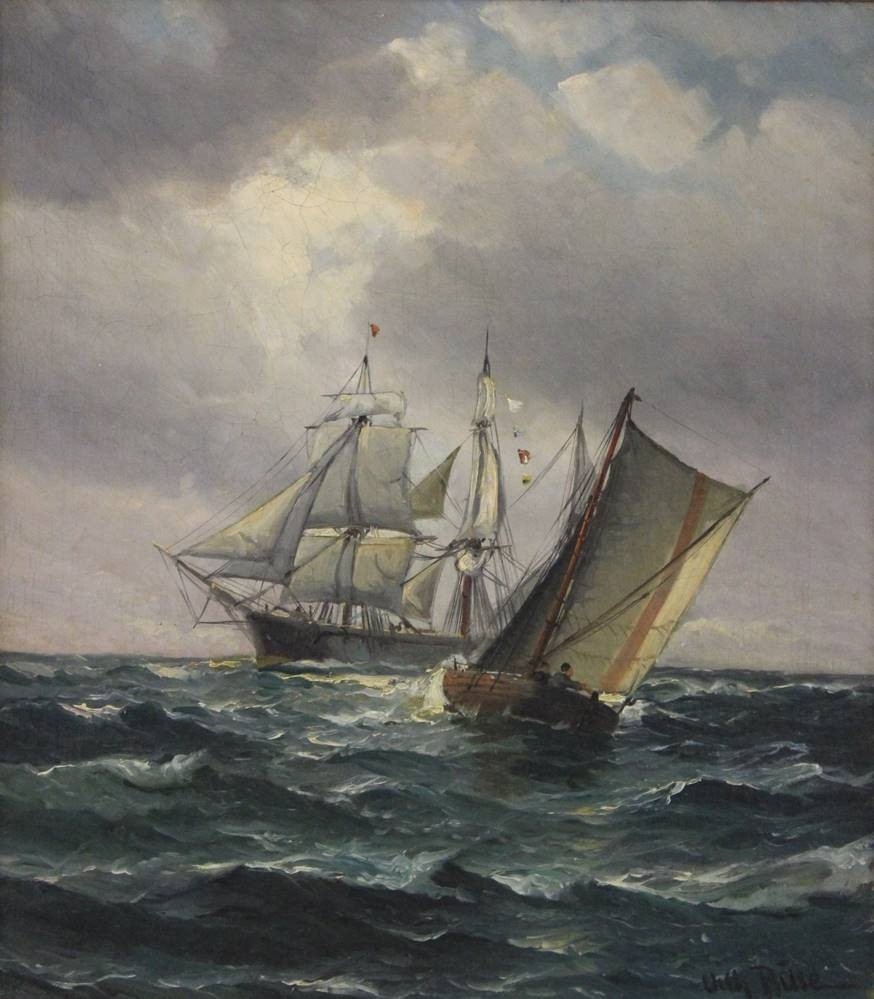 Vilhelm Bille | Lotsenboot auf dem Weg zum Vollschiff | MutualArt