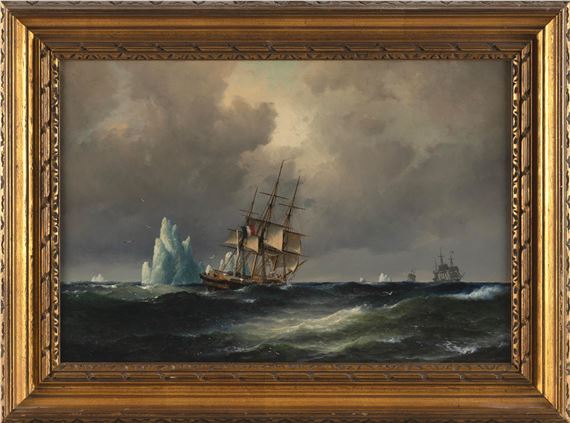 Carl Ludwig Bille | French Fisherman Among Icebergs off Newfoundland ...