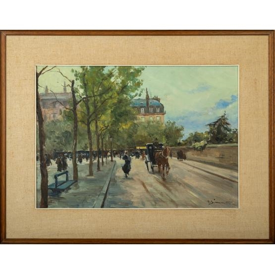 Attilio Simonetti | Strada cittadina con carrozze | MutualArt