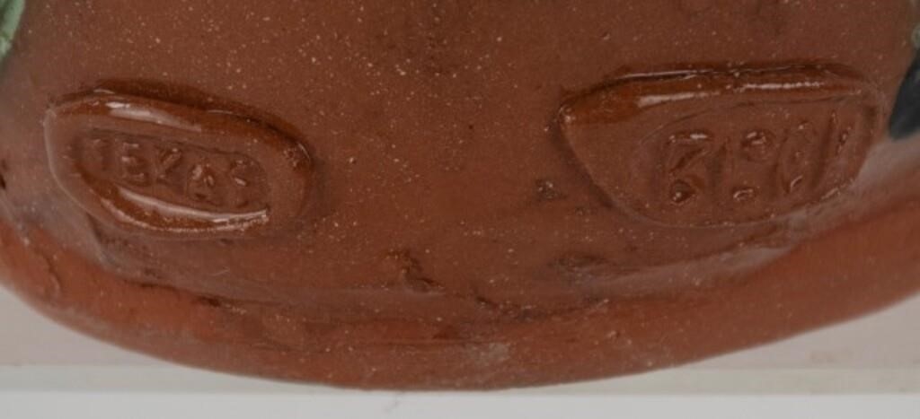 Carl Block | Folk art multi-glaze face jug having a blue face and open ...