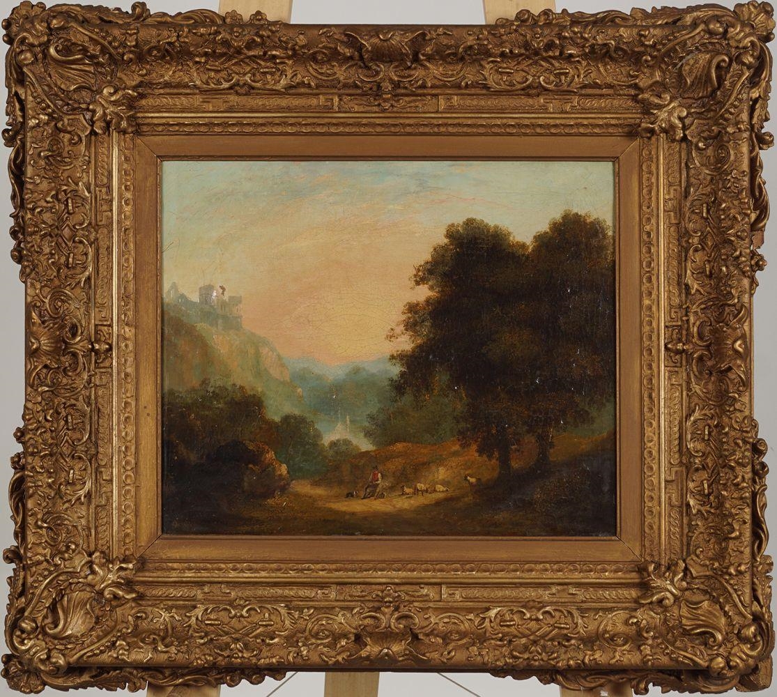 James Arthur O'Connor | A wooded river landscape, with shepherd and ...
