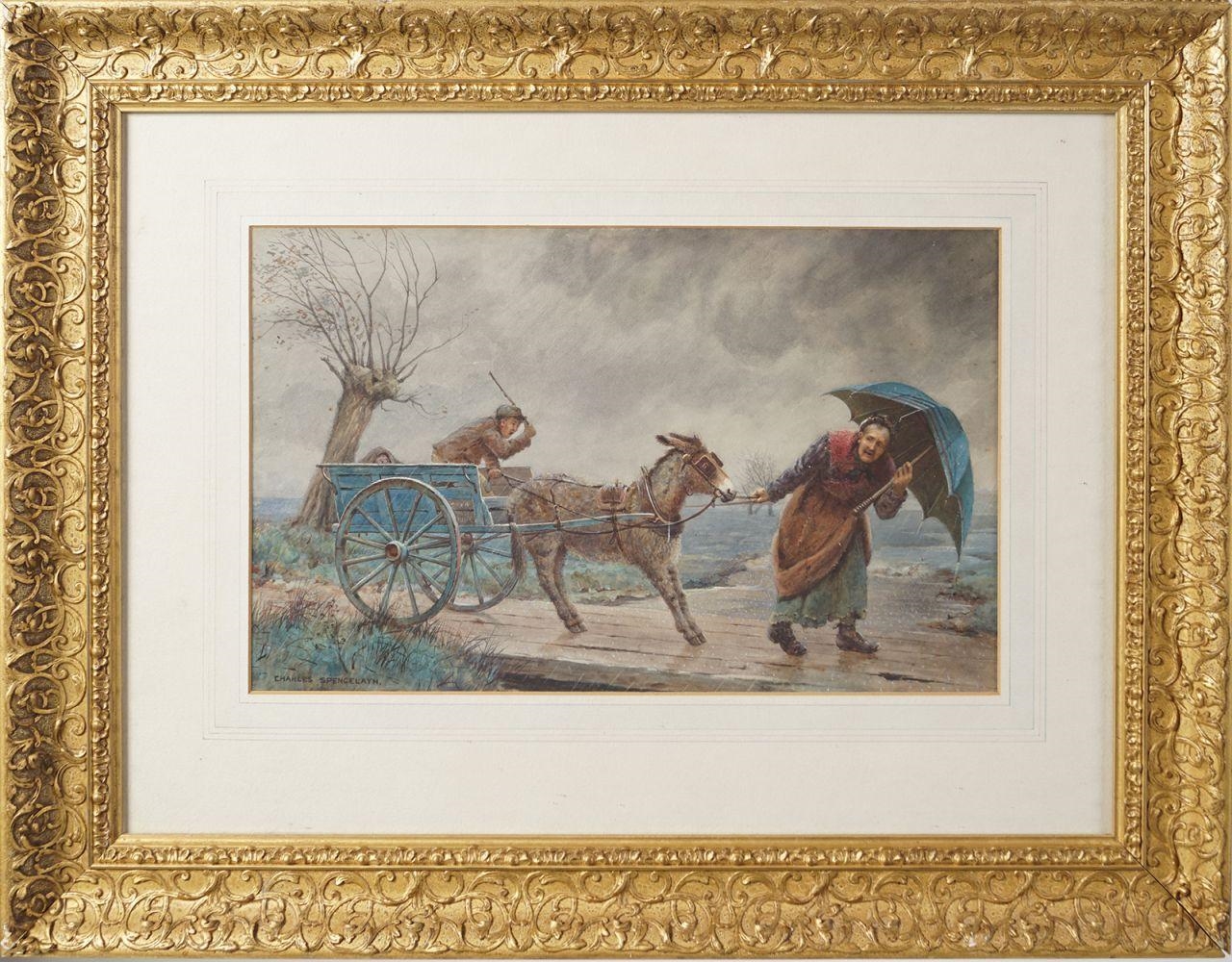 Charles Spencelayh | Donkey and figures crossing a bridge | MutualArt