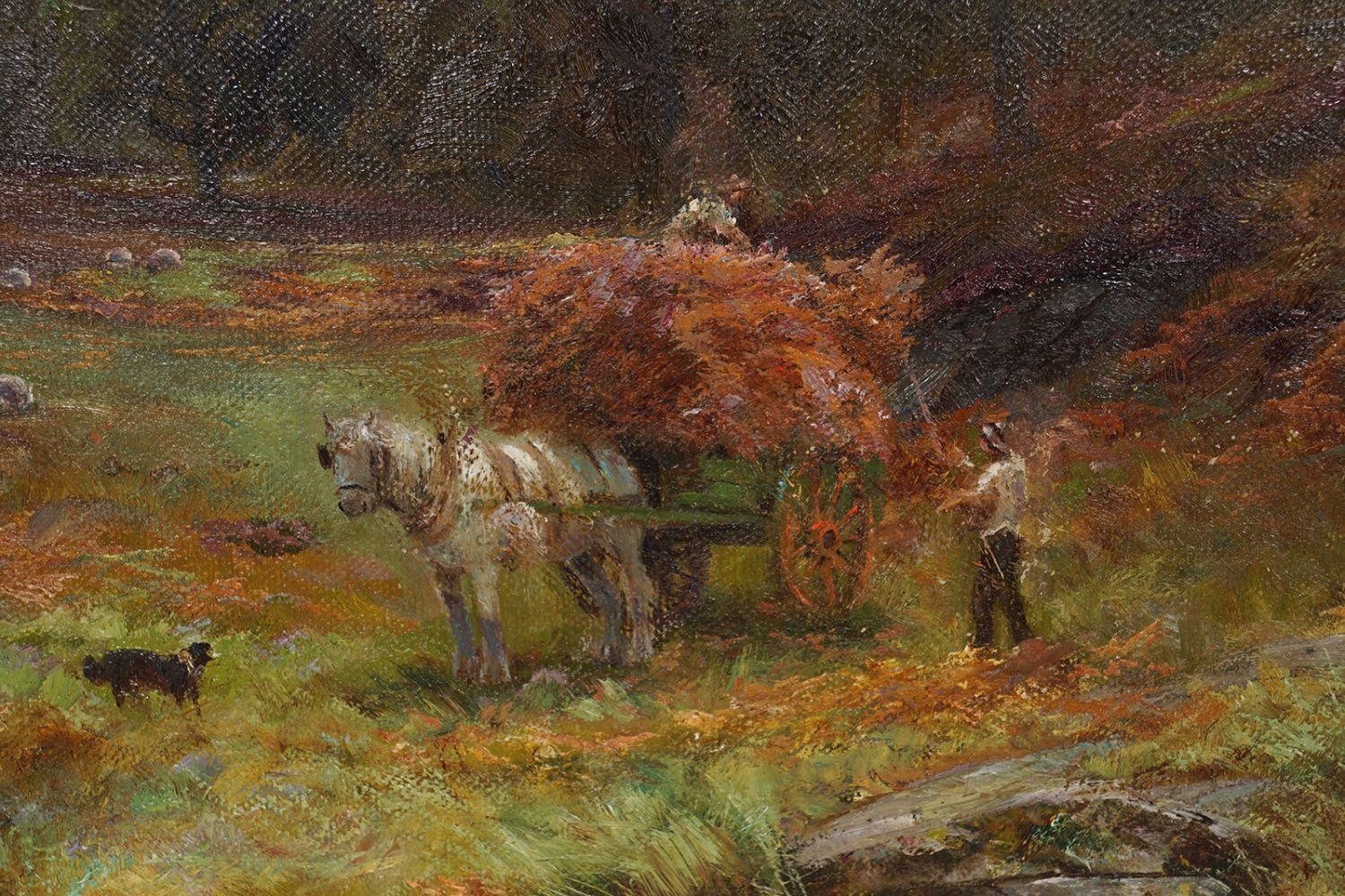 James Henry Crossland | Extensive landscape with horse and cart and ...