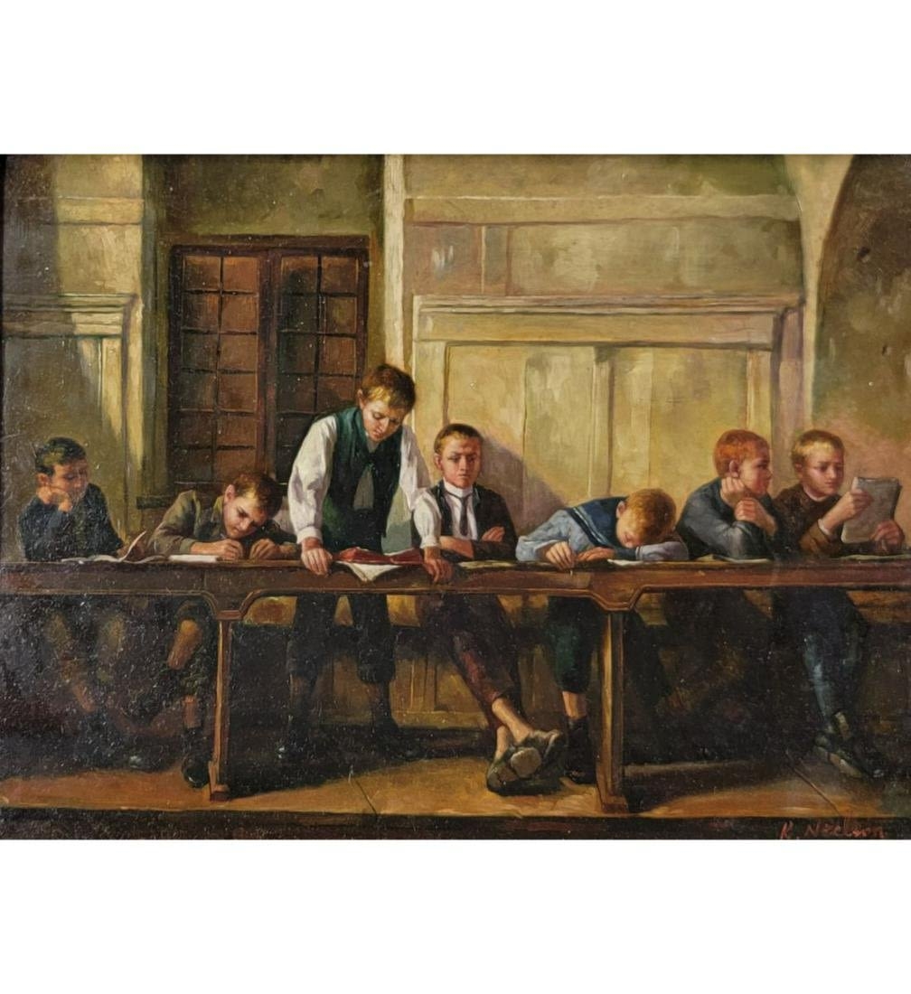 Raymond Perry Neilson | Interior Painting Boys In A Classroom | MutualArt