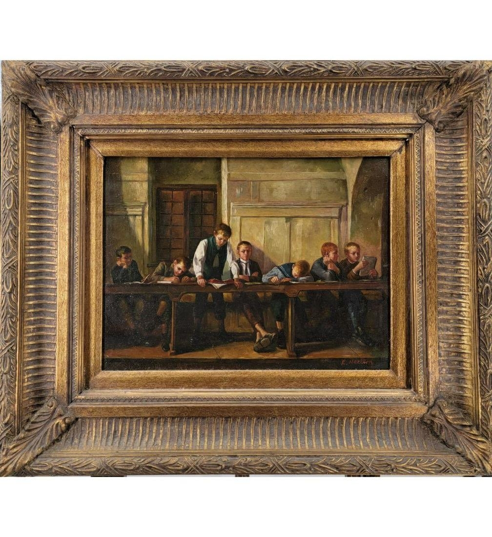 Raymond Perry Neilson | Interior Painting Boys In A Classroom | MutualArt