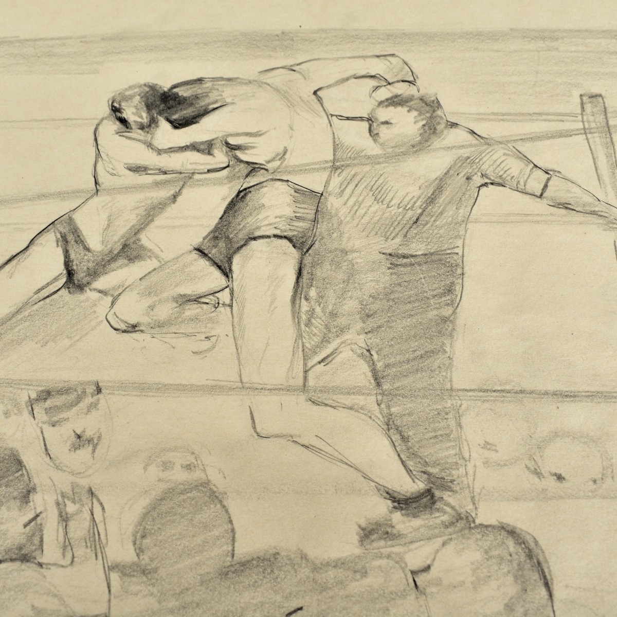 Fletcher Martin | Attributed to:, Pencil Sketch on Paper, Boxing Match ...