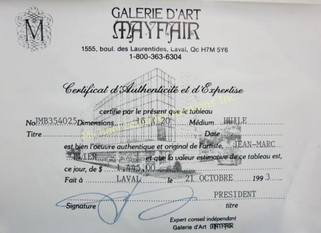Jean-Marc Blier | UNTITLED - C'EST L'HIVER (1993) | MutualArt