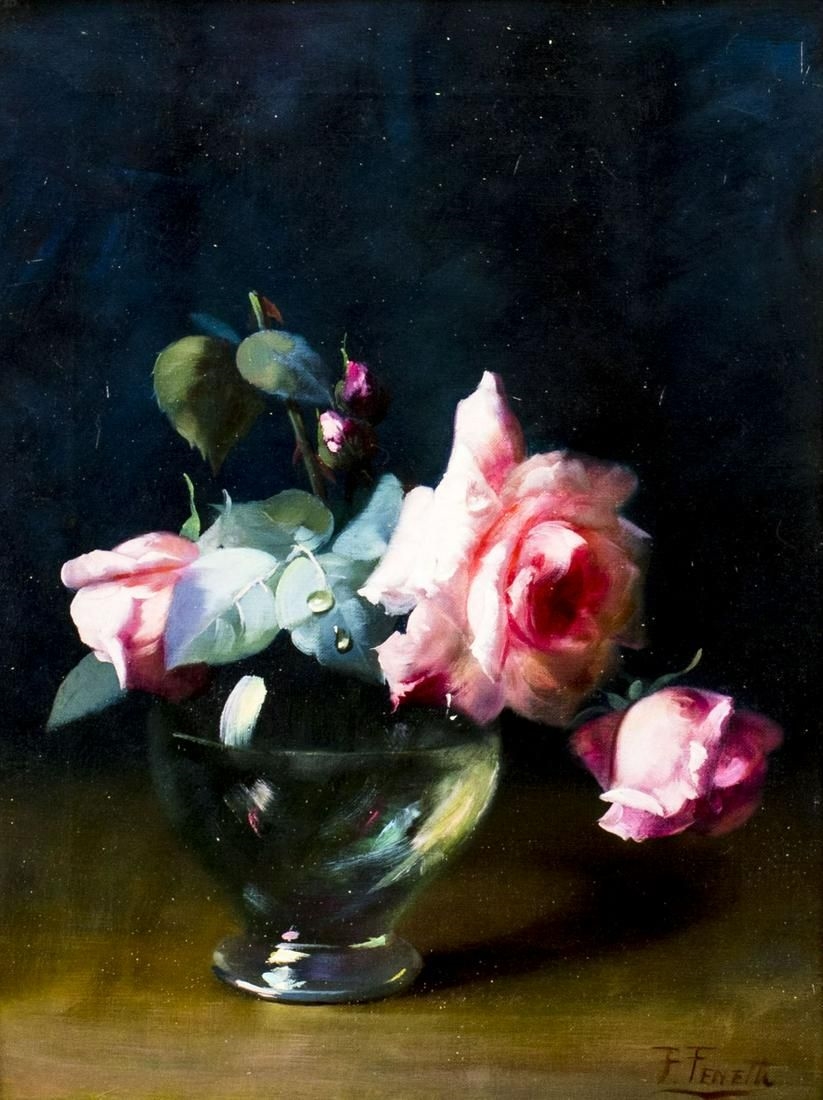 Frederick M. Fenetti | Still Life with Flowers in a Blue Vase | MutualArt