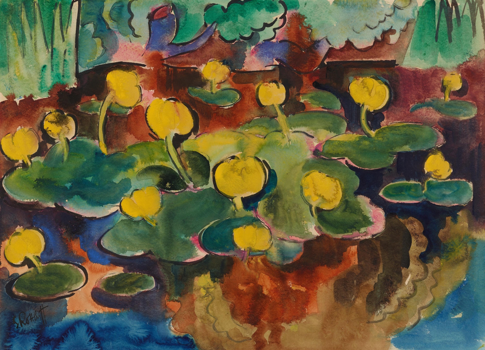 Karl Schmidt-Rottluff | Stillleben mit Feuerlilien und Maske (Still ...