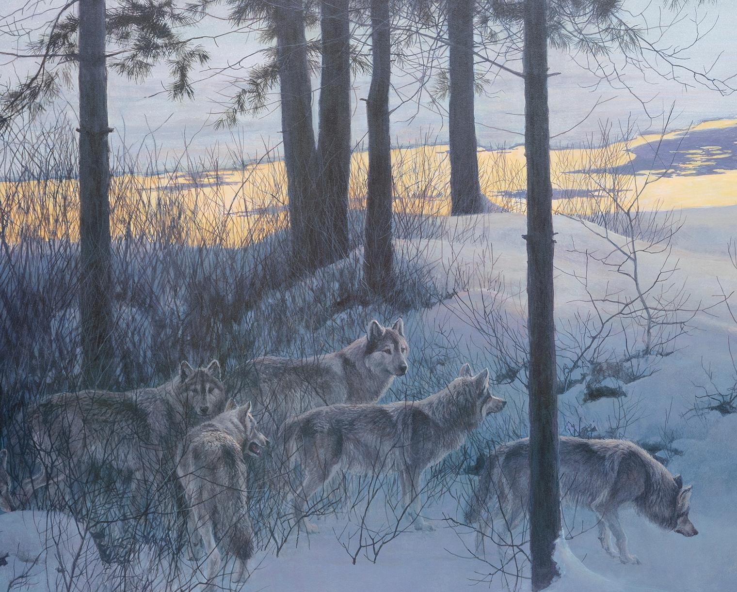 Robert McLellan Bateman | Edge of Night - Timber Wolves (1996) | MutualArt