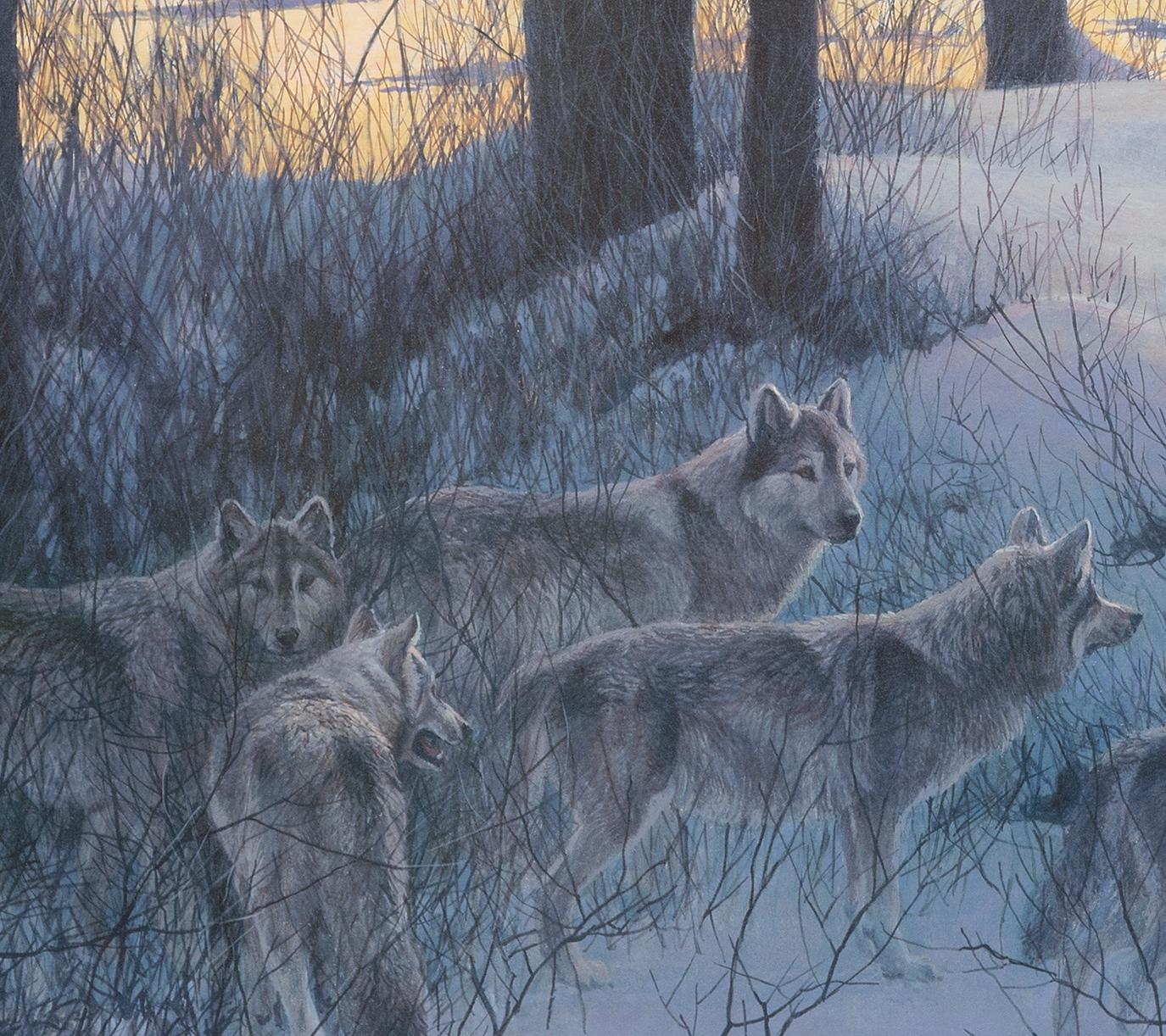 Robert McLellan Bateman | Edge of Night - Timber Wolves (1996) | MutualArt