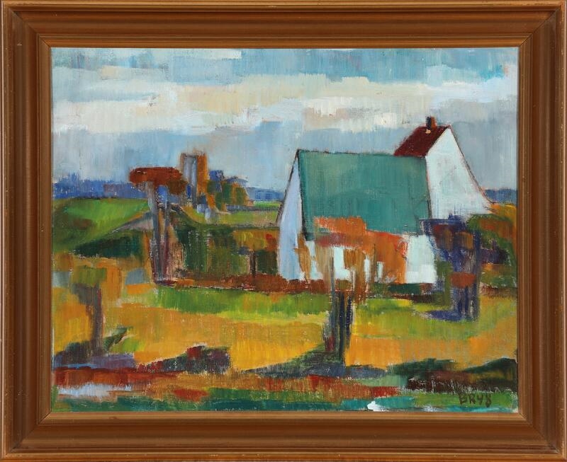 Bent Restorff | Landscape with houses (1948) | MutualArt