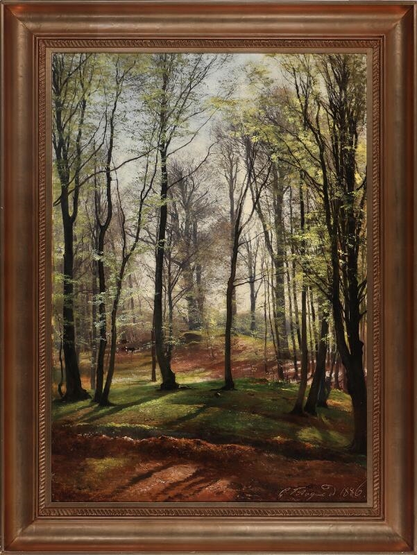 Carl Frederik Aagaard | View from a forest with tall trees (1886 ...