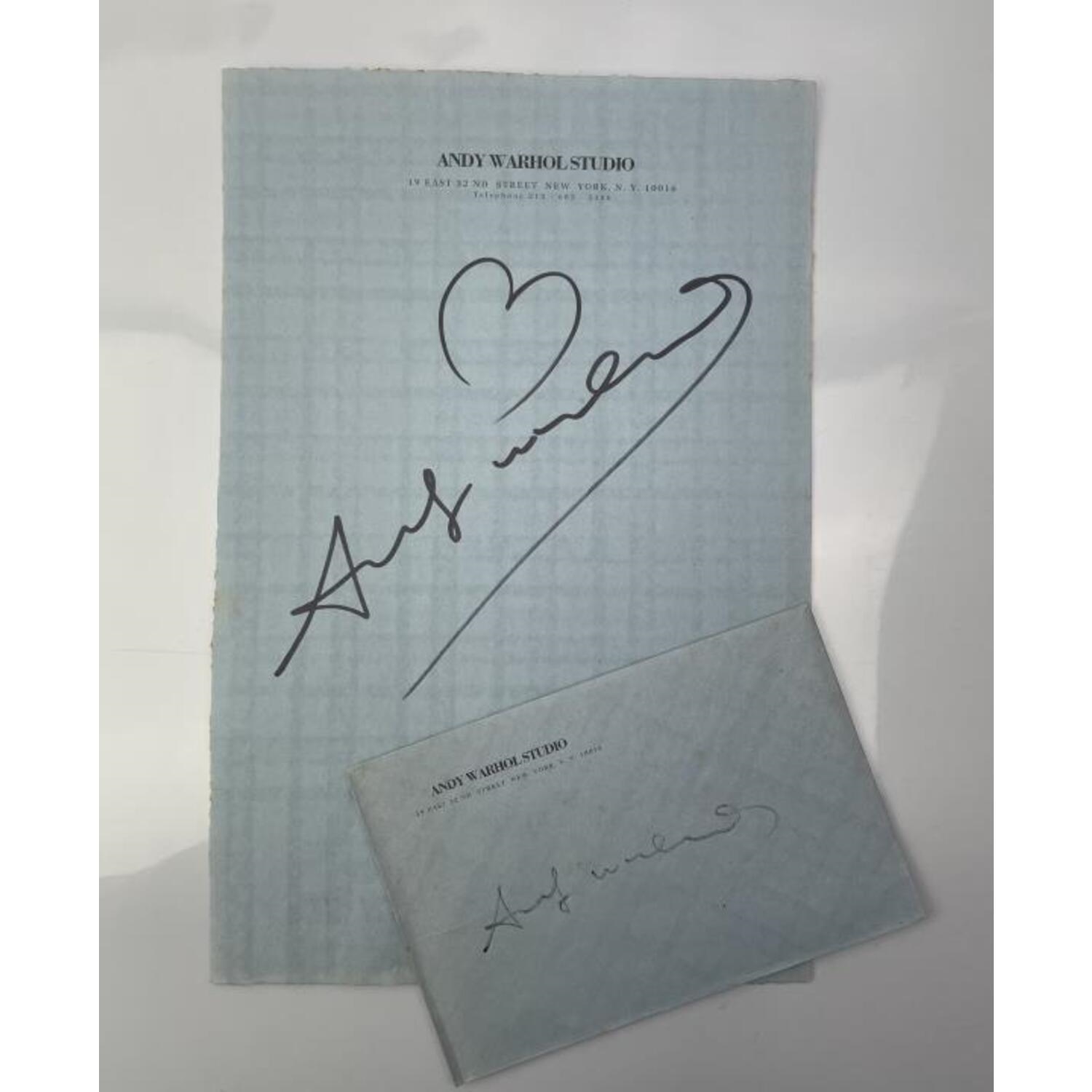 Andy Warhol | Signed Andy Warhol Blue Envelope/Letter | MutualArt