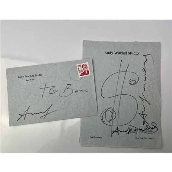 Andy Warhol | Signed Andy Warhol Blue Envelope/Letter | MutualArt