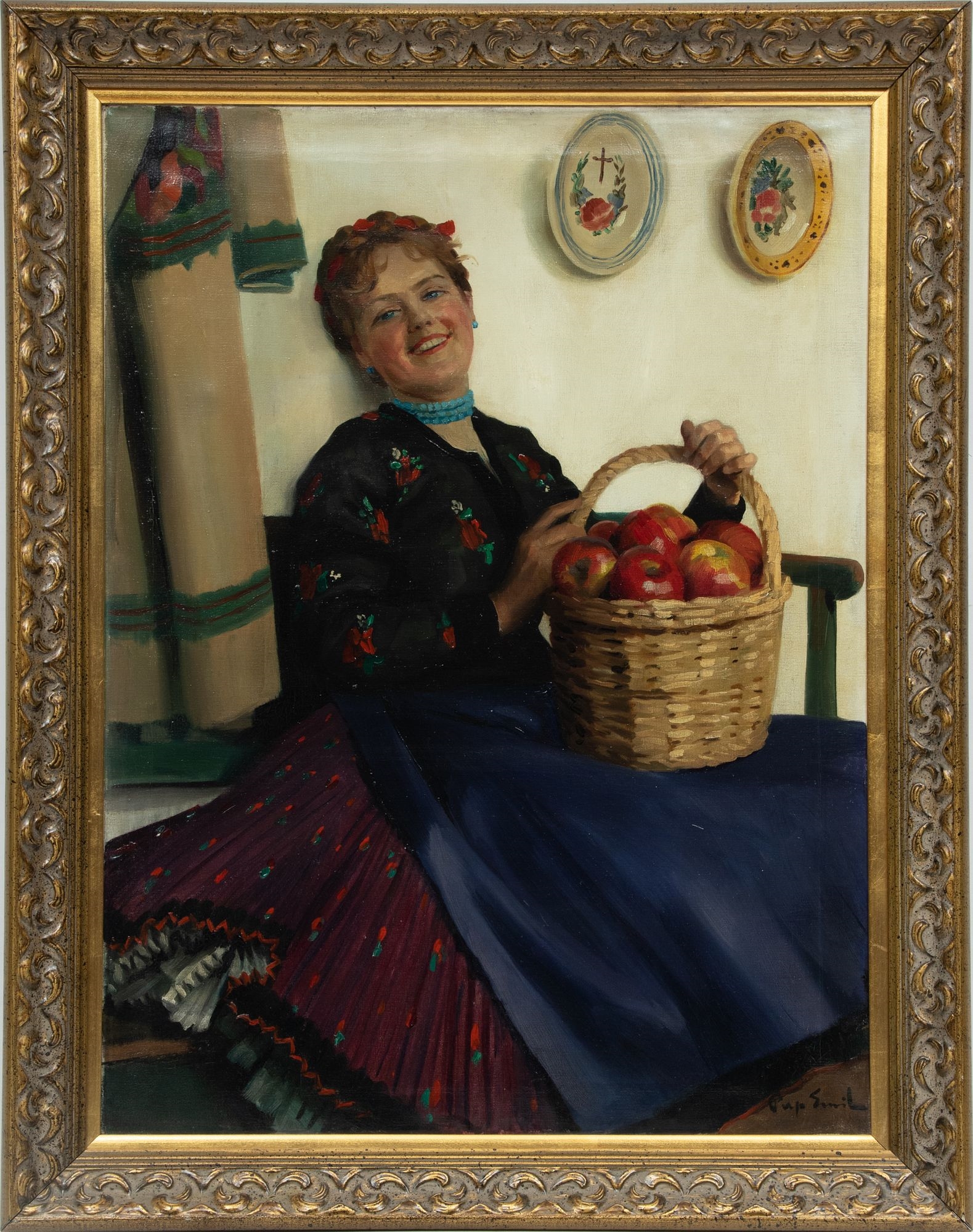Emil Pap | Hungarian Beauty With Apples | MutualArt