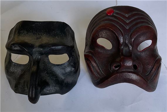 Amleto Sartori | Due maschere veneziane ricoperte in pelle. Firmate all ...