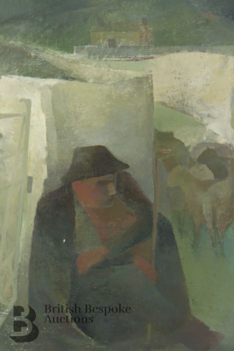 Arthur Alexander Ballard | a shepherd resting against a low wall ...