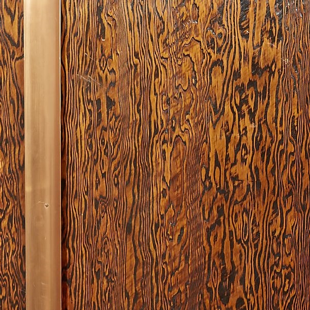 André Sornay | Cupboard in Oregon pine veneer and brass studding with a ...