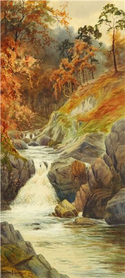 Edward Horace Thompson | Mountain stream with waterfall (1918) | MutualArt
