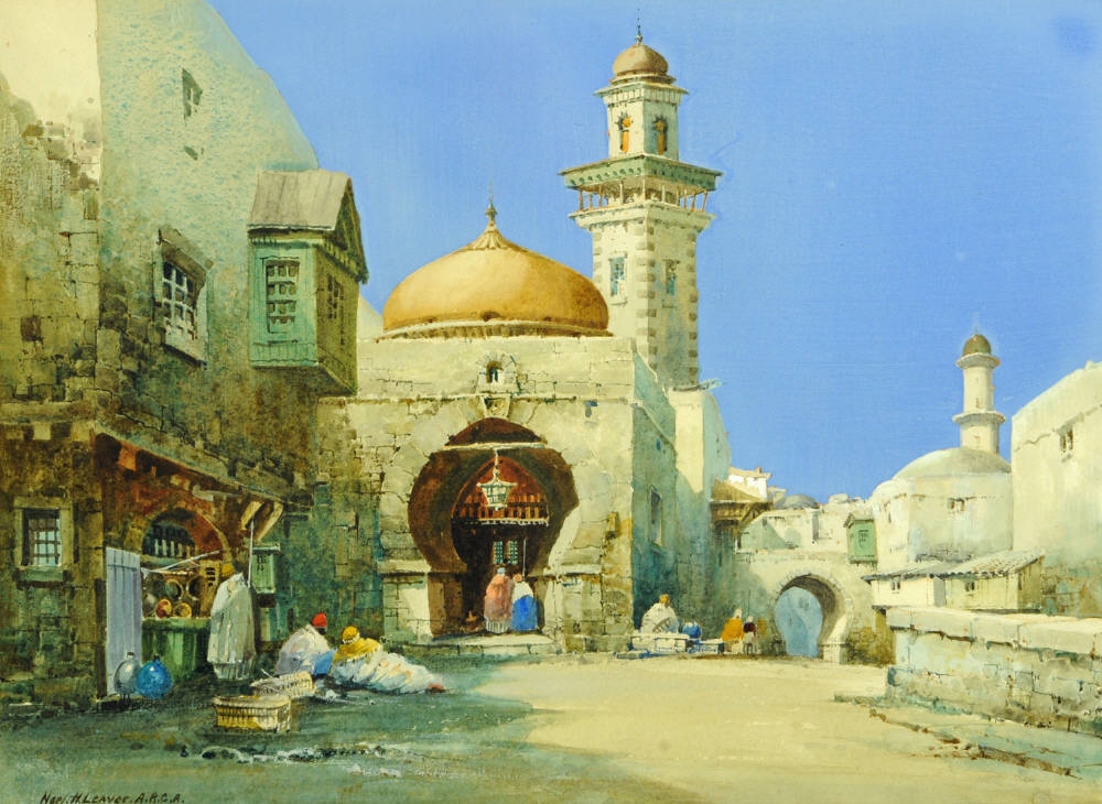 Noel Harry Leaver | Figures in a continental town | MutualArt