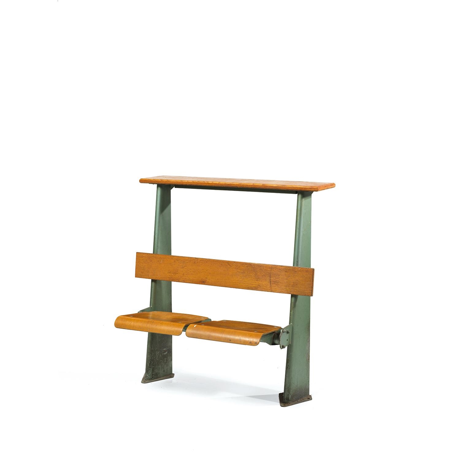 Jean Prouvé | A two seat amphitheater bench in sheet metal and steel ...