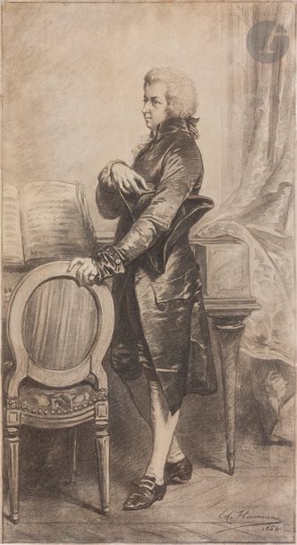 Edouard Jean Conrad Hamman | Full-length portrait of Mozart with the ...