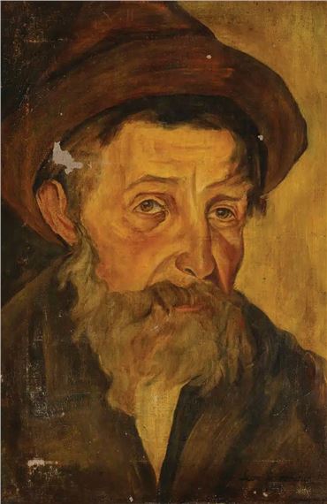 Leon Lewkowicz | STUDIUM BRODATEGO MĘŻCZYZNY W KAPELUSZU (1921) | MutualArt