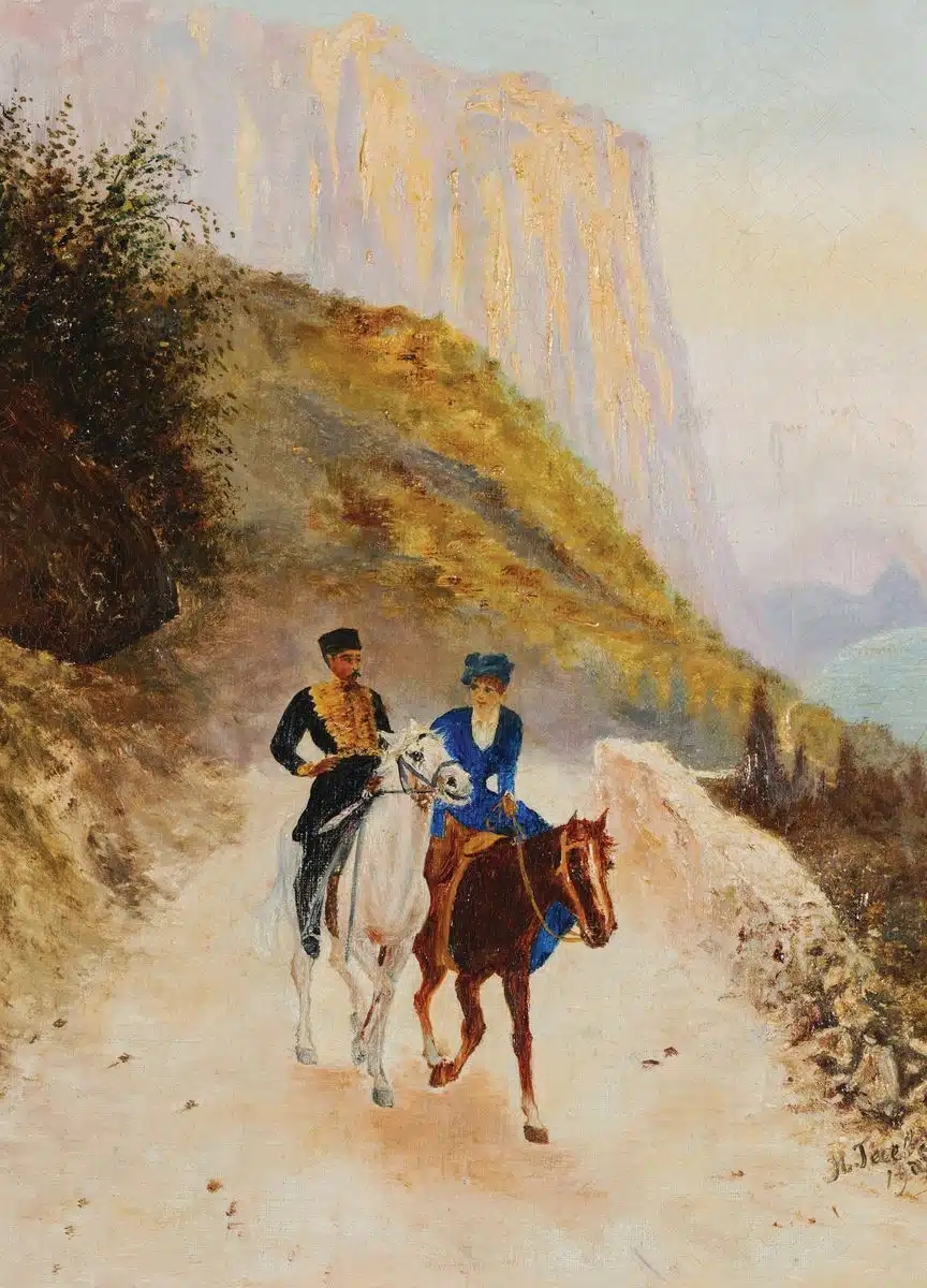 N. Gajewski | KONNA PARA W GÓRACH KAUKAZU (1907) | MutualArt