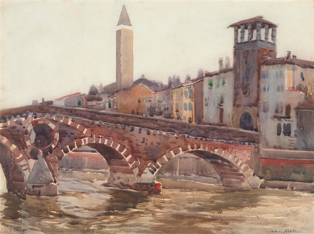 John William Ashton | Bridge over the Canal | MutualArt