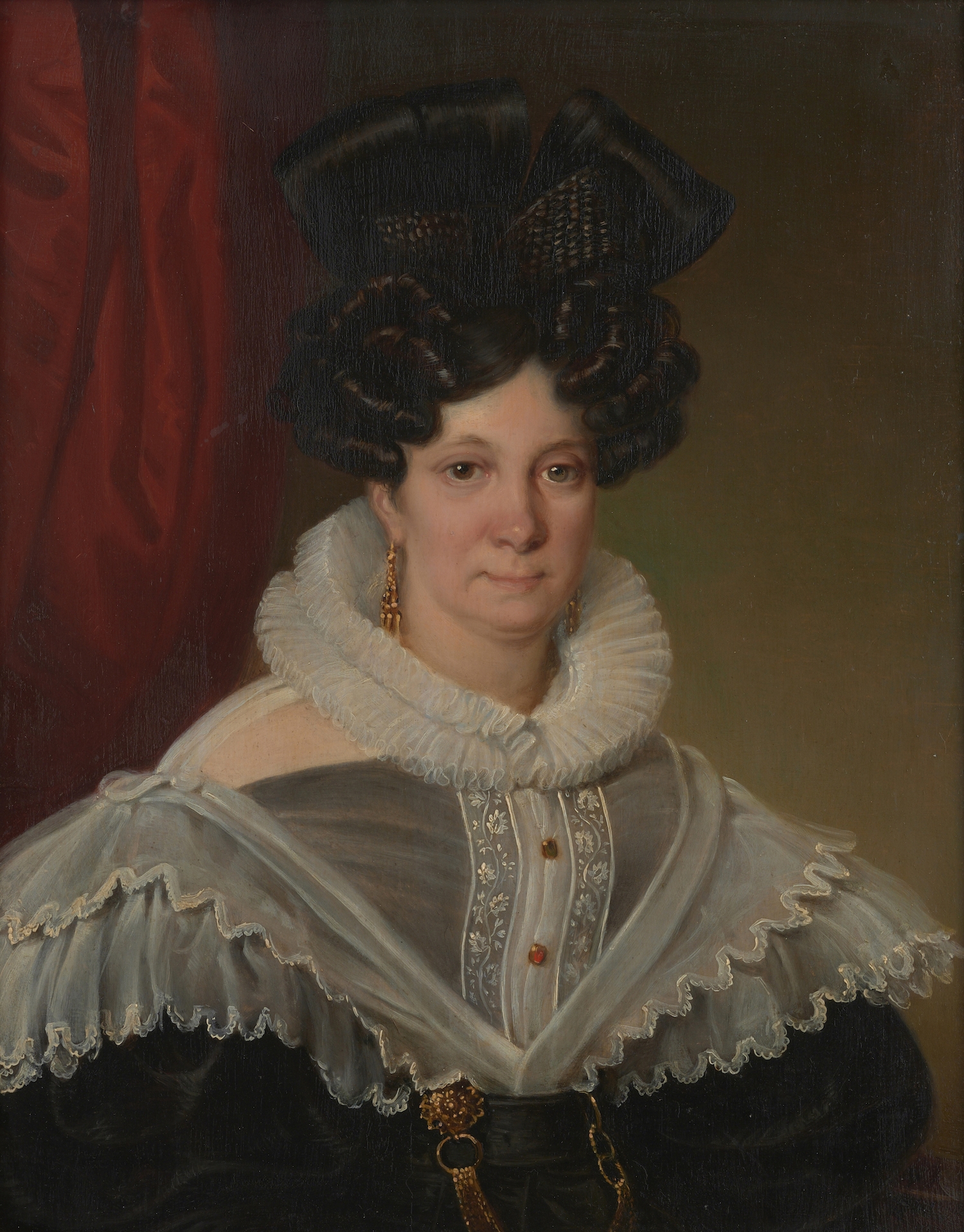 Gábor MELEGH | Portrait of a lady wearing a ribbon headdress and white ...