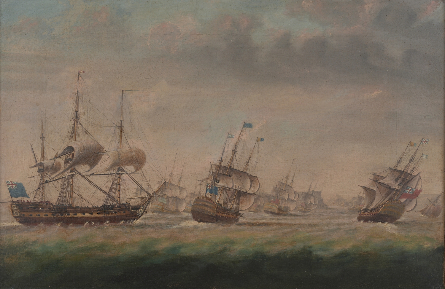 English School, 19th Century | Ships of the Royal Navy in a swell near ...