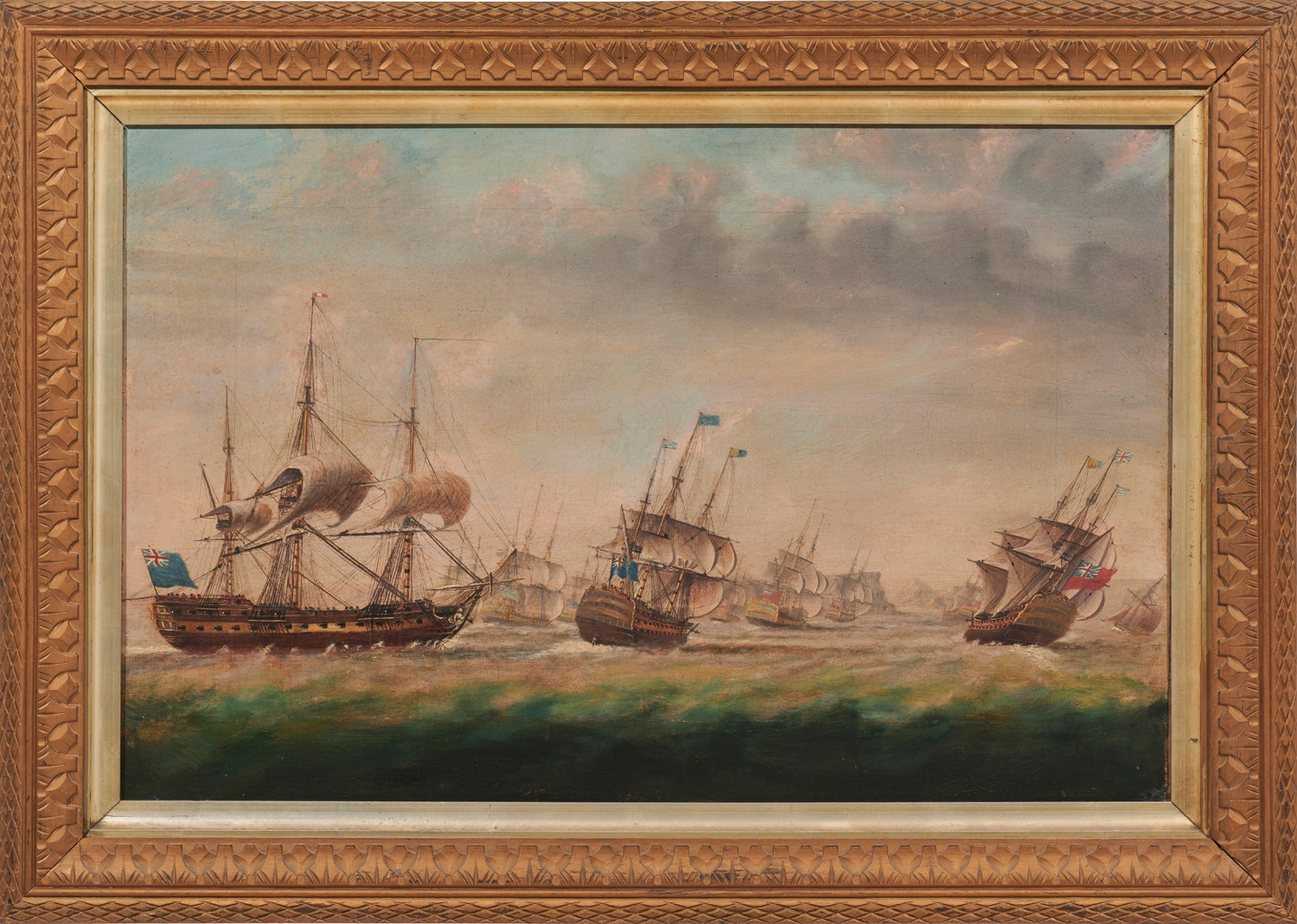 English School, 19th Century | Ships of the Royal Navy in a swell near ...