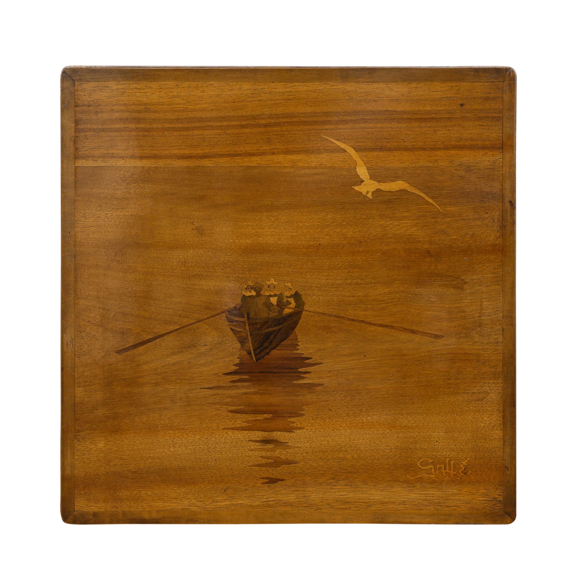 Emile Gallé | SCENERY MARQUETRY 4 TIER NESTING TABLE | MutualArt