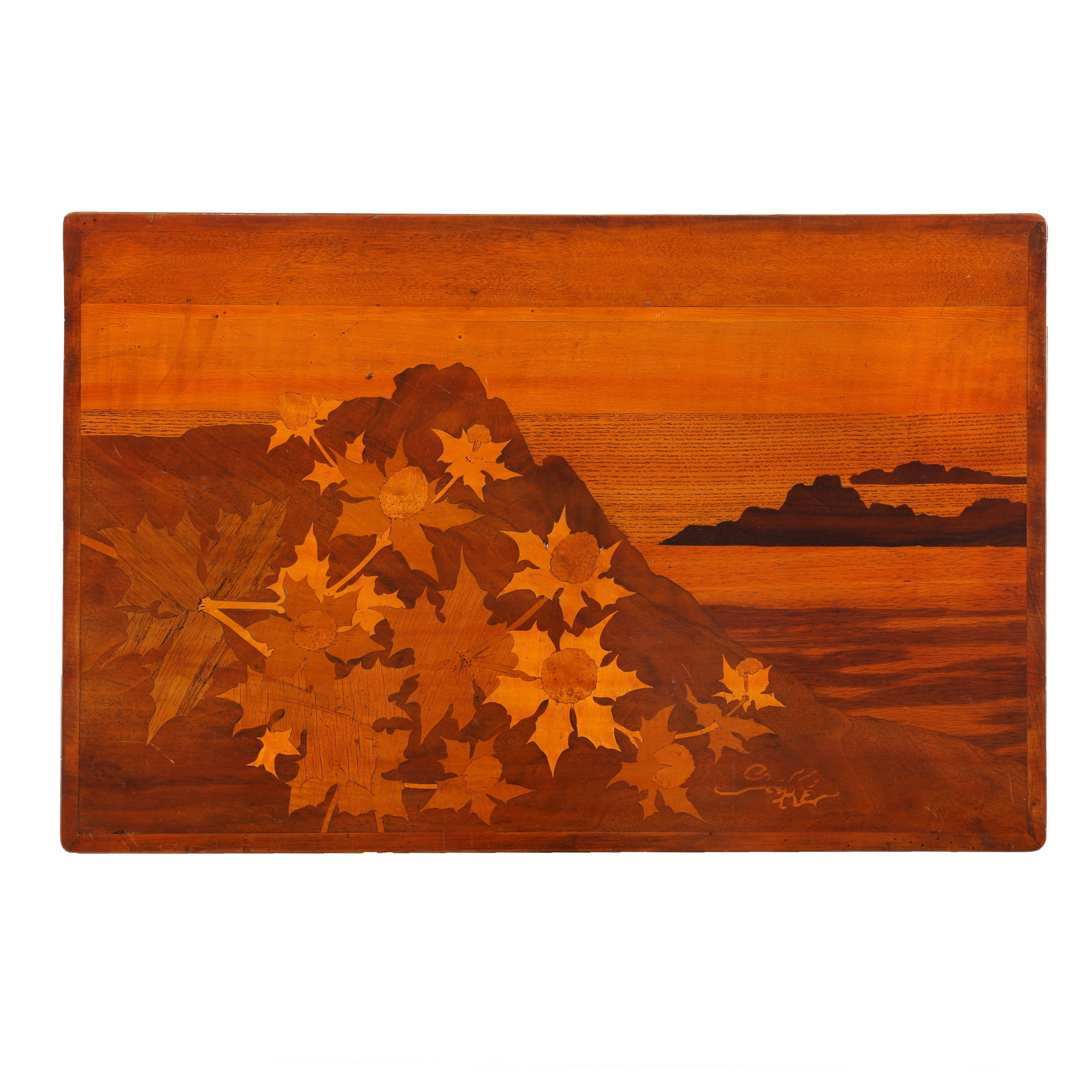 Emile Gallé | SCENERY MARQUETRY 4 TIER NESTING TABLE | MutualArt