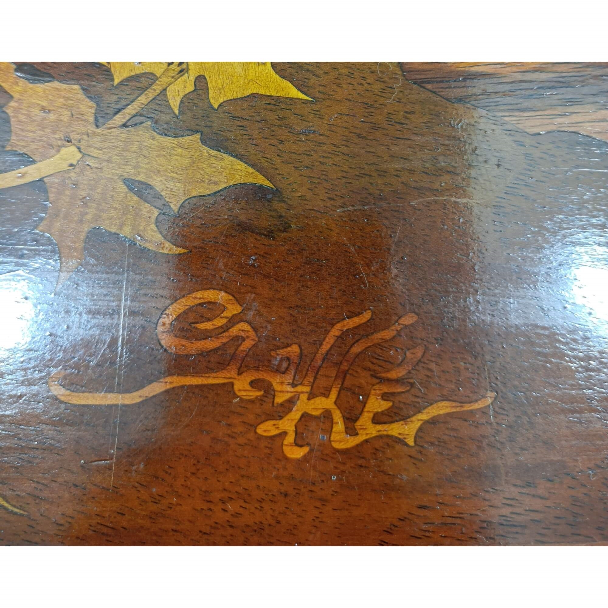 Emile Gallé | SCENERY MARQUETRY 4 TIER NESTING TABLE | MutualArt